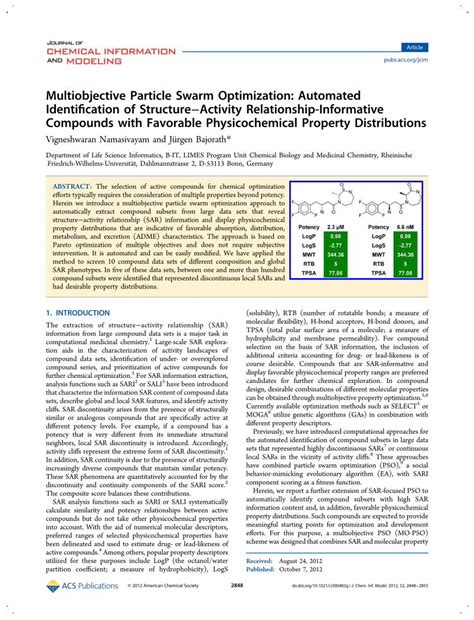 pdf multiobjective particle swarm optimization automated identification of structure activity