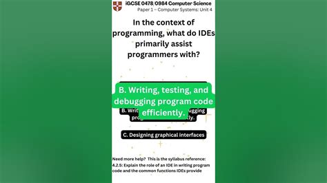 Igcse Computer Science 0478 0984 Paper 1 Unit 4 Q052 V1 Youtube