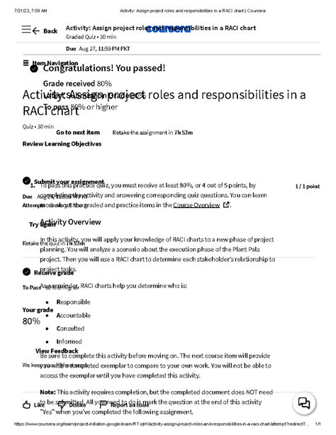 Activity Assign Project Roles And Responsibilities In A Raci Chart