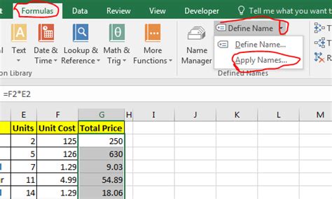 How To Use Names In Formulas In Excel