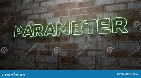 Parameter Glowing Neon Sign On Stonework Wall 3d Rendered Royalty Free Stock Illustration