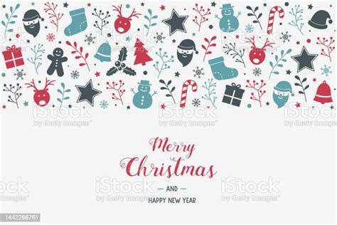 장식과 소원이있는 크리스마스 인사말 카드의 개념 벡터 크리스마스에 대한 스톡 벡터 아트 및 기타 이미지 크리스마스 파란색 프레임 Istock