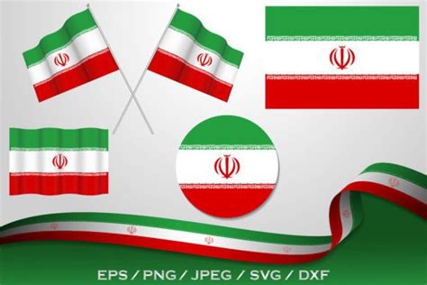Set Of Iran Flags In Different Designs Graphic By Terrabismail
