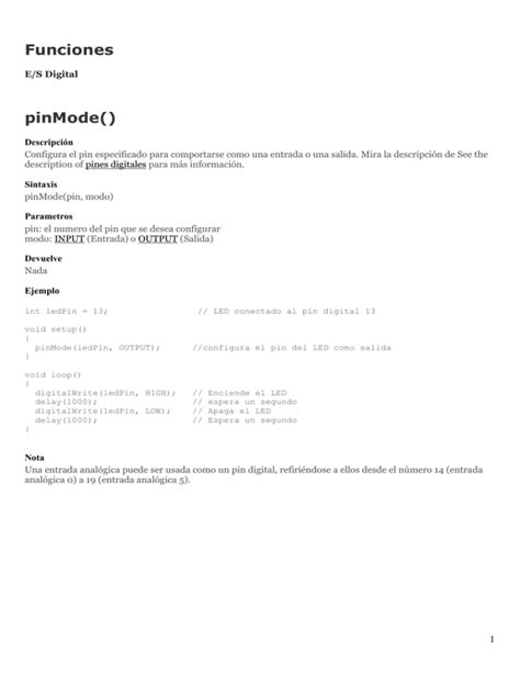 Funciones Pinmode