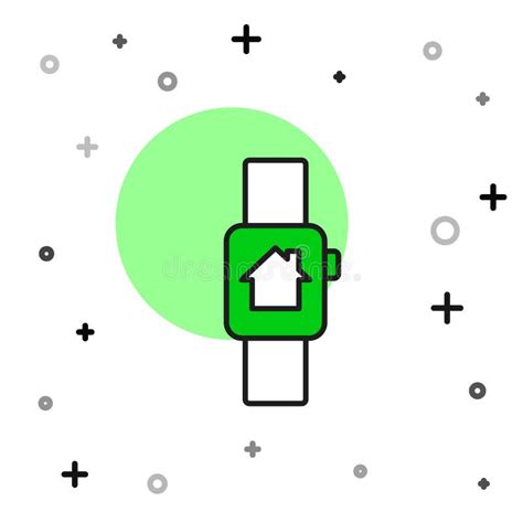 Filled Outline Smart Home With Smart Watch Icon Isolated On White Background Remote Control