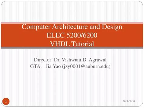Ppt Computer Architecture And Design Elec 52006200 Vhdl Tutorial