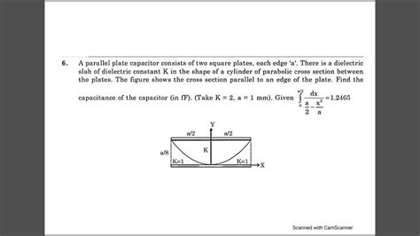 Solved 6 A Parallel Plate Capacitor Consists Of Two Square