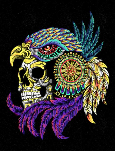 Aztec Skull Design Aztec Skull Art Aztec Sugar Skull Warrior Aztec