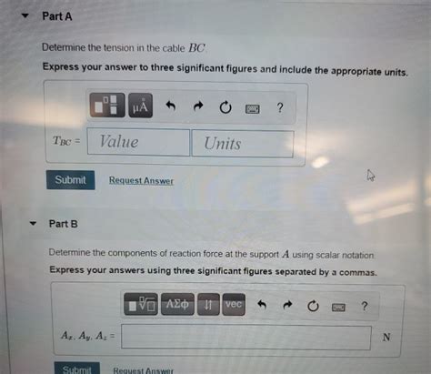 Solved The Member Is Supported By A Pin At A And Cable Bc