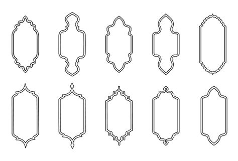 이슬람 프레임은 창문이나 문 아치 모양입니다 아랍 프레임 세트입니다 벡터 그림입니다 소형 장식품에 대한 스톡 벡터 아트 및 기타 이미지 소형 장식품 프레임 모로코