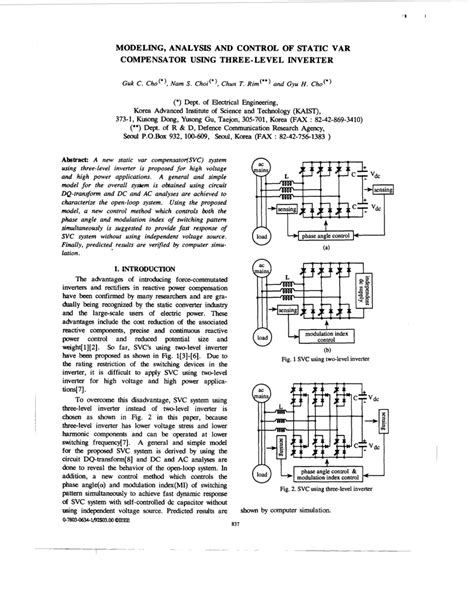 Pdf Modeling Analysis And Control Of Static Var Compensator Using Three Level Inverter