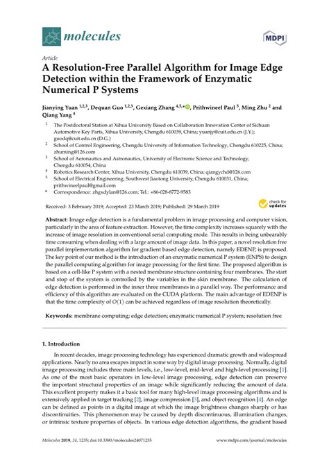 PDF A Resolution Free Parallel Algorithm For Image Edge Detection Within The Framework Of