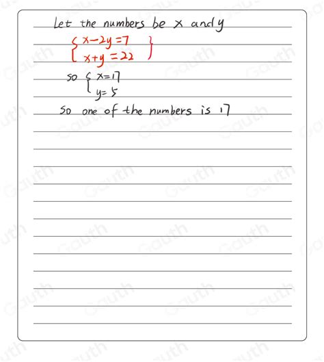 solved 8 one number is 7 more than twice another number the sum of