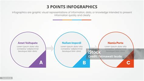3 포인트 또는 단계 슬라이드 프레젠테이션을 위한 원과 작은 화살표 삼각형이 있는 인포그래픽 개념 0명에 대한 스톡 벡터 아트 및 기타 이미지 Istock