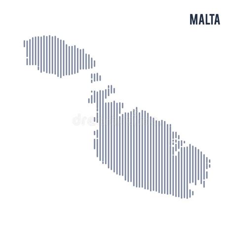 Vector Abstract Hatched Map Of Malta With Vertical Lines Isolated On A