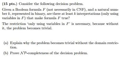 Pts Consider The Following Decision Problem Chegg