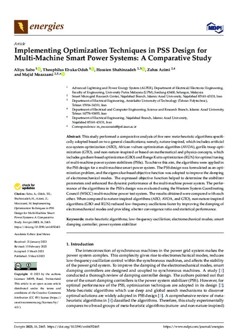Pdf Implementing Optimization Techniques In Pss Design For Multi