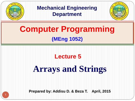 Pdf Lecture 5 Arrays And Strings Dokumentips