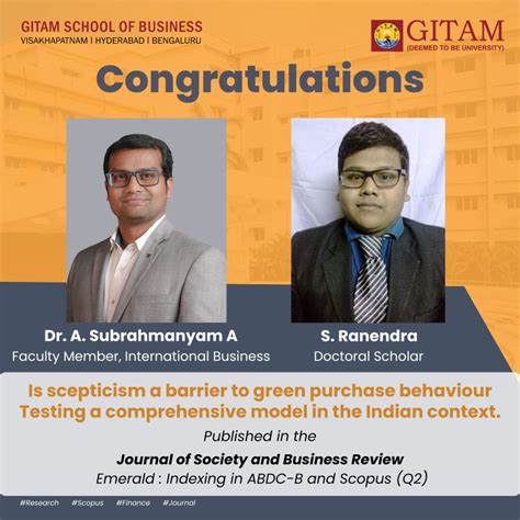 gitam deemed university on linkedin greenscepticism environmentalconcern abdc scopus