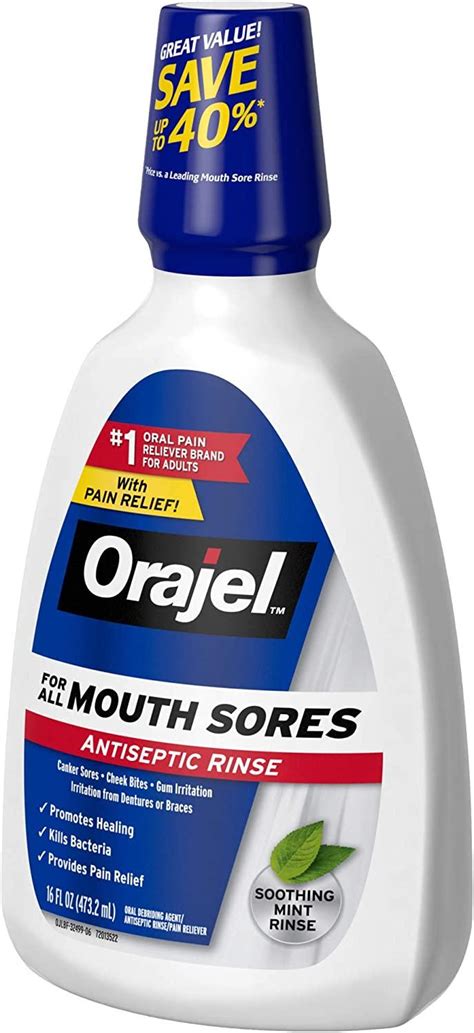 Orajel Antiseptic Mouth Sore Rinse 16 Fl Oz Fast Relief And Healing