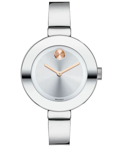 Movado Watch Womens Swiss Bold Stainless Steel Bangle Bracelet 34mm