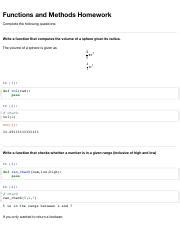 08 Functions And Methods Homework Pdf Functions And Methods Homework