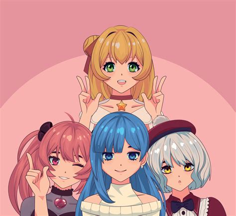 Group Anime Girls 11484895 Vector Art At Vecteezy