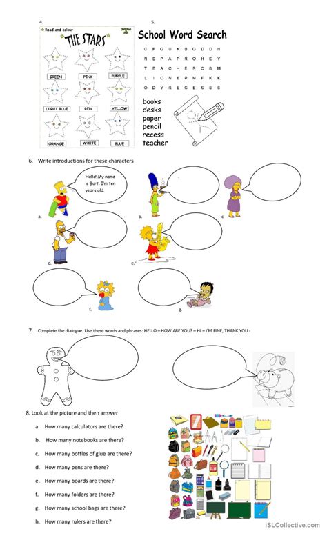 School Objects English Esl Worksheets Pdf And Doc
