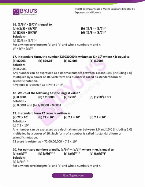 NCERT Exemplar Solutions For Class 7 Maths Chapter 11 Exponents And