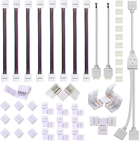 Fsjee 5 Pin Led Strip Connector Kit Include L And T Shape 5 Pin Led Rgbw Connector 5 Pin