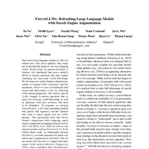 Freshllms Refreshing Large Language Models With Search Engine Augmentation Acl Anthology