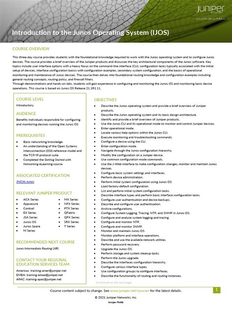 Introduction To The Junos Operating System Ijos Pdf I Pv6