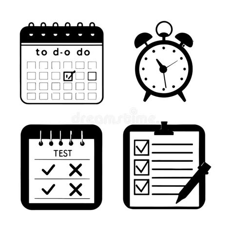 Set Of Productivity And Task Management Symbols In Minimalistic Style Stock Illustration
