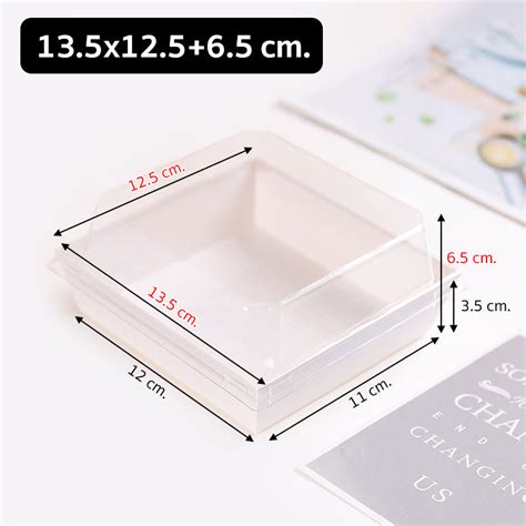 กล่องกระดาษ ฝาพลาสติกใส กล่องใส่ขนม สีขาว สีน้ำตาล