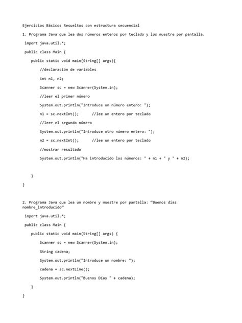 Ejercicios Basicos Resueltos Con Estruct Pdf Java Lenguaje De Programación Geometría