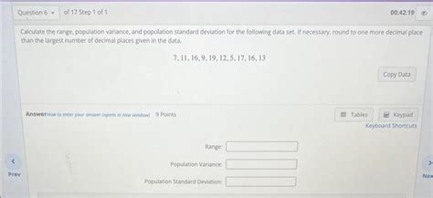 solved calculate the range population variance and