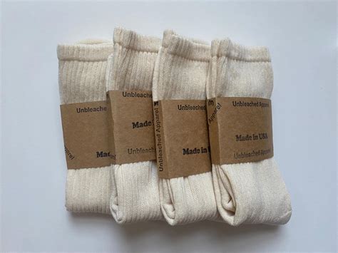 Organic Cotton Crew Socks Unbleached And Undyed Etsy