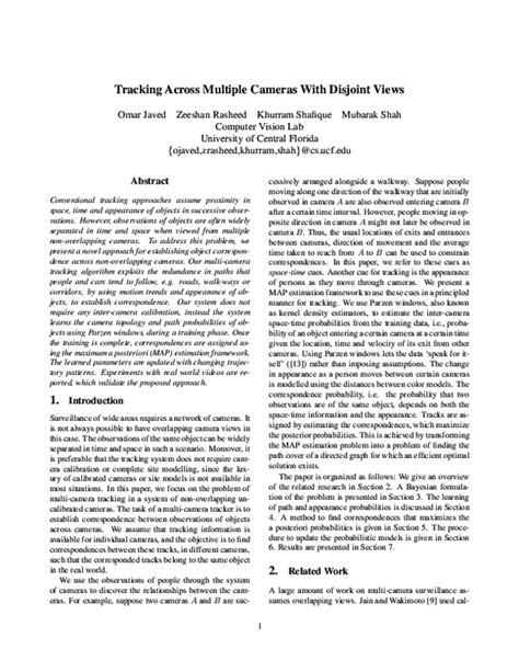 Pdf Tracking Across Multiple Cameras With Disjoint Views
