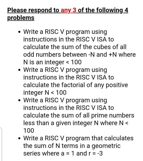 Write A Risc V Program Using Instructions In The