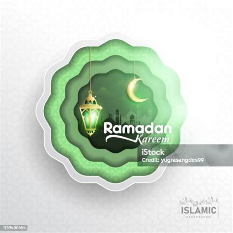 라마단 카림 배경 종이 예술 또는 판 투 스 랜 턴 크레센트 문 Gt 모스크 배경으로 종이 컷 스타일 웹 배너 인사말 카드 홍보의 서식 파일 라마단 휴일 2019 0명에