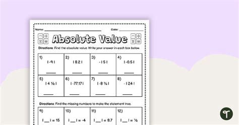 Absolute Value Worksheets Pdf