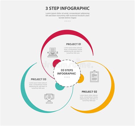 3 Points Template Infographic Outline Style With 3 Point Step Template