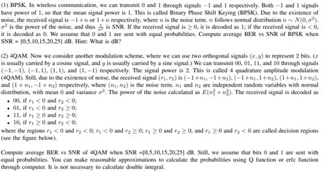 Question Ber Vs Snr With Different Modulation