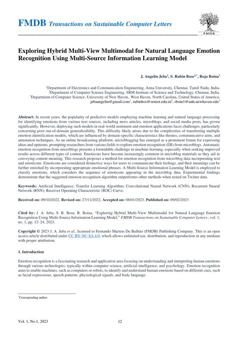 Pdf Exploring Hybrid Multi View Multimodal For Natural Language Emotion Recognition Using