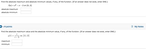 Solved Find The Absolute Maximum And Absolute Minimum
