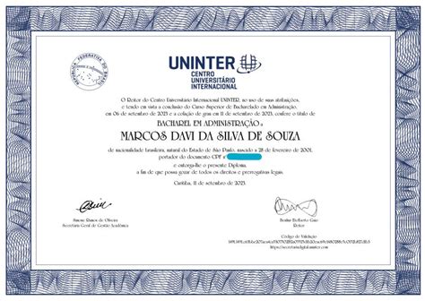 Agora é Oficial Meu Diploma De Graduação Em Administração Da Uninter Centro Universitário
