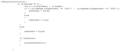 How Do We Prevent The Backspace Key Being Used By The Browser To Move Back To Previous Page In