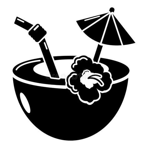 Coconut Cocktail Icon Simple Black Style Stock Vector Illustration