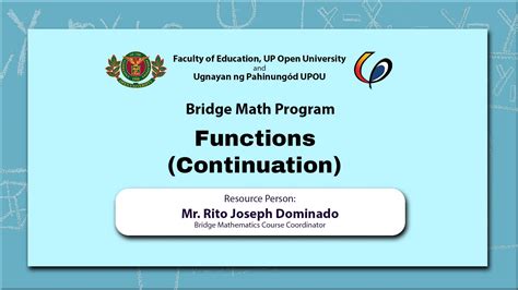 Functions Continuation Mr Rito Joseph Dominado Upou Networks