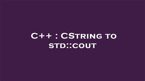 c cstring to std cout youtube